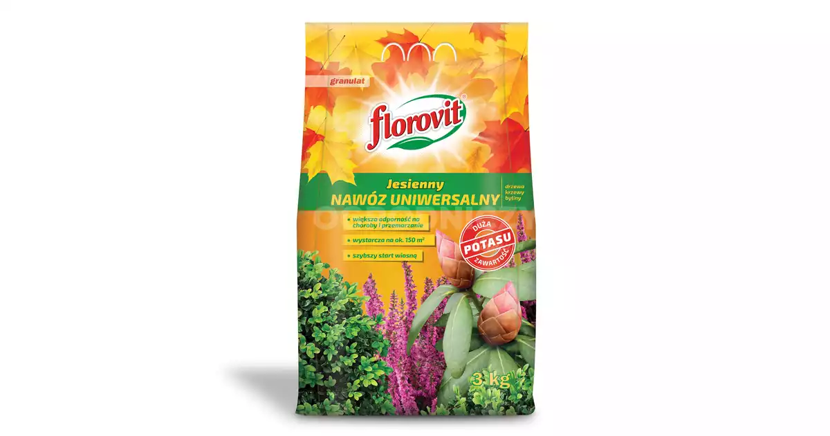 Nawóz jesienny uniwersalny 3kg FLOROVIT szybszy start wiosną, zwiększa odporność na choroby i ...