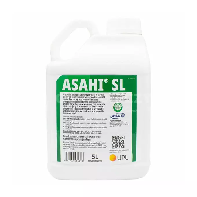 Asahi SL 5l UPL biostymulator z grupy nitrofenoli, wzrost wielkości plonu oraz parametrów ...
